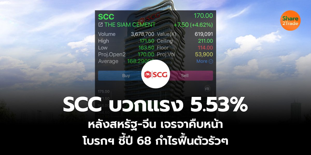 SCC บวกแรง 5.53% หลังสหรัฐ-จีน เจรจาคืบหน้า โบรกฯ ชี้ปี 68 กำไรฟื้นตัวรัวๆ | Share2Trade